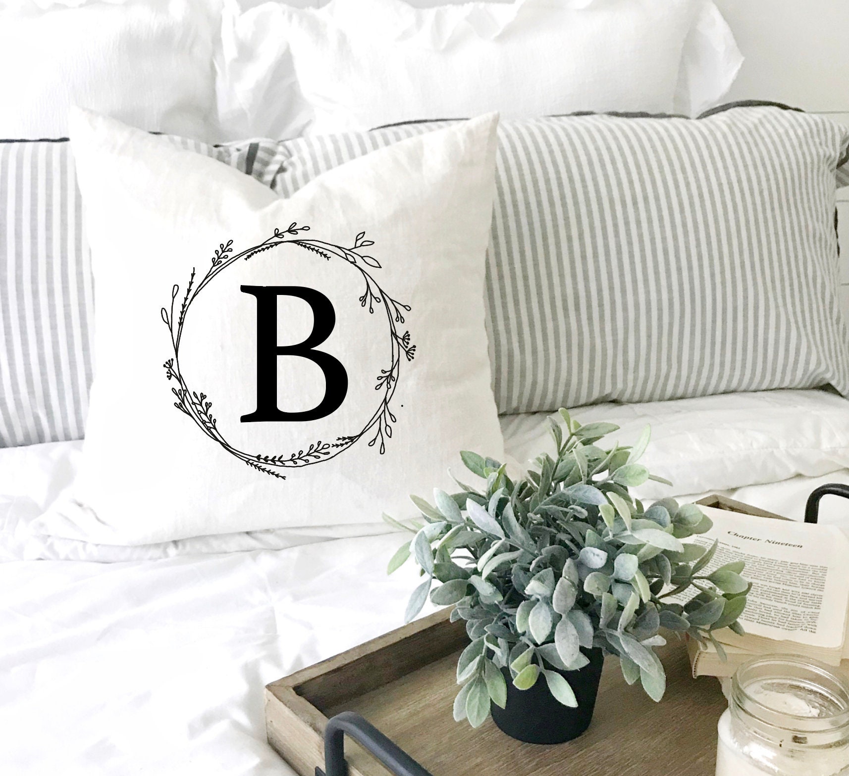 Initial Pillow Cover / Personalized Letter Pillow Cover / Monogram ...