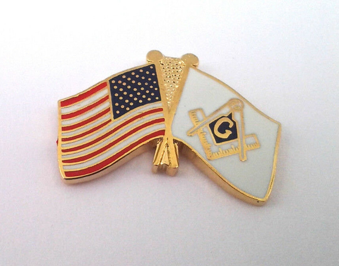 US / Masonic Crossed Flags (small Mini 7/8") Mason Hat Pin 70096 Free ...