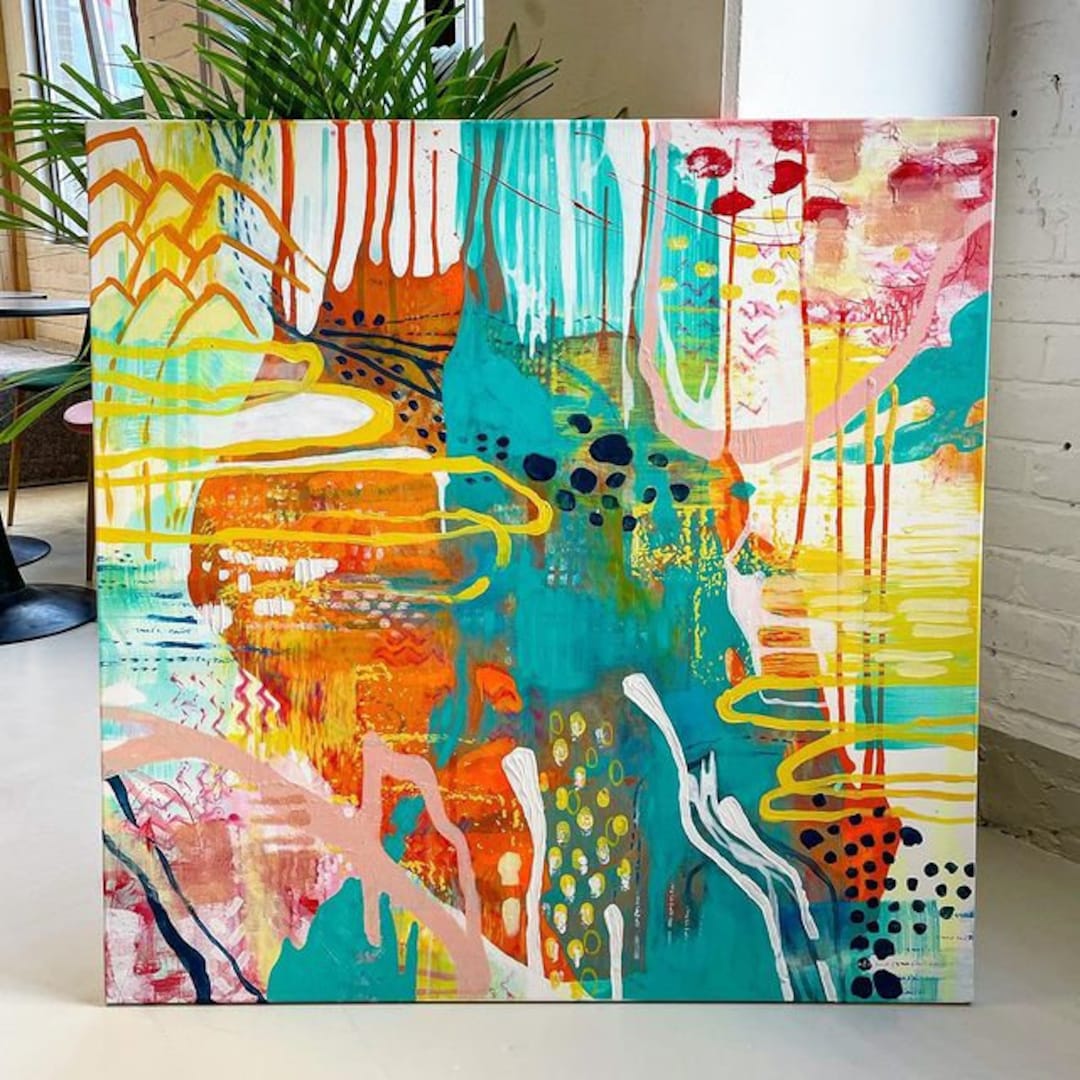 Large Colorful Abstract Painting Modern Abstract Painting Abstract Wall ...