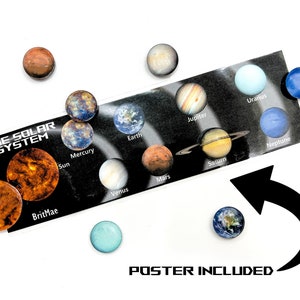 The Solar System Magnet Set - 9-piece Glass Magnets Set - 1" Round ...