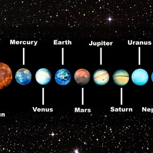 The Solar System Magnet Set - 9-piece Glass Magnets Set - 1" Round ...