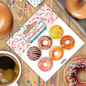 Doughnut Magnets Set - 6-piece Glass Magnets Set - 1" Round Magnets ...
