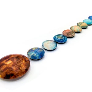 The Solar System Magnet Set - 9-piece Glass Magnets Set - 1" Round ...