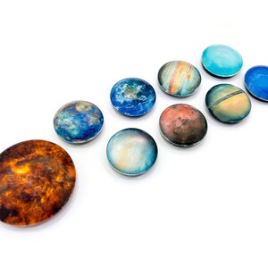 The Solar System Magnet Set - 9-piece Glass Magnets Set - 1" Round ...