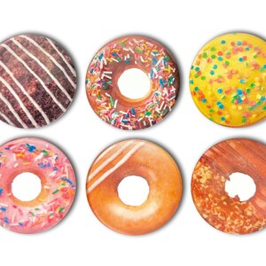 Doughnut Magnets Set - 6-piece Glass Magnets Set - 1" Round Magnets ...