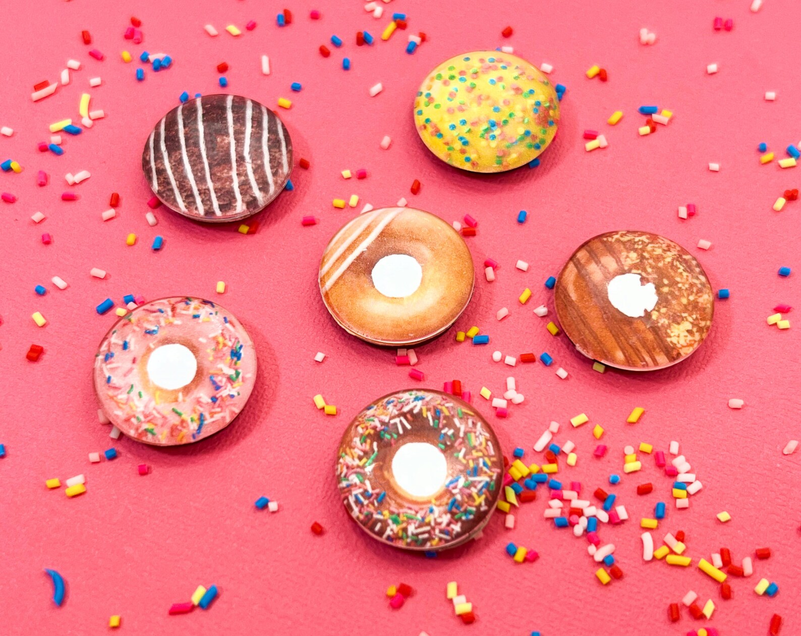 Doughnut Magnets Set 6-piece Glass Magnets Set 1 Round Magnets Food ...