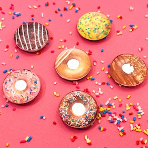 Doughnut Magnets Set - 6-piece Glass Magnets Set - 1" Round Magnets ...