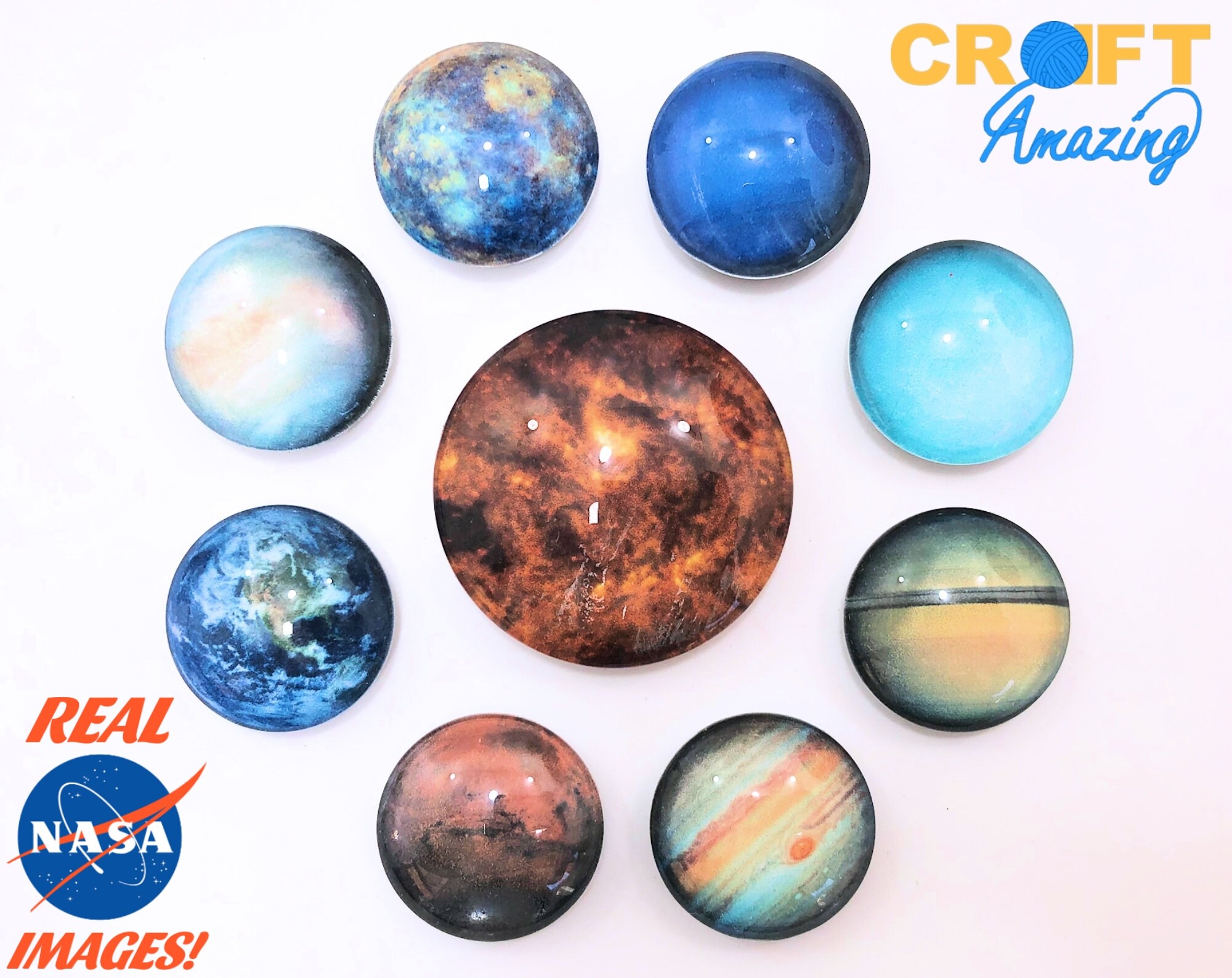 The Solar System Magnet Set 9-piece Glass Magnets Set | Etsy