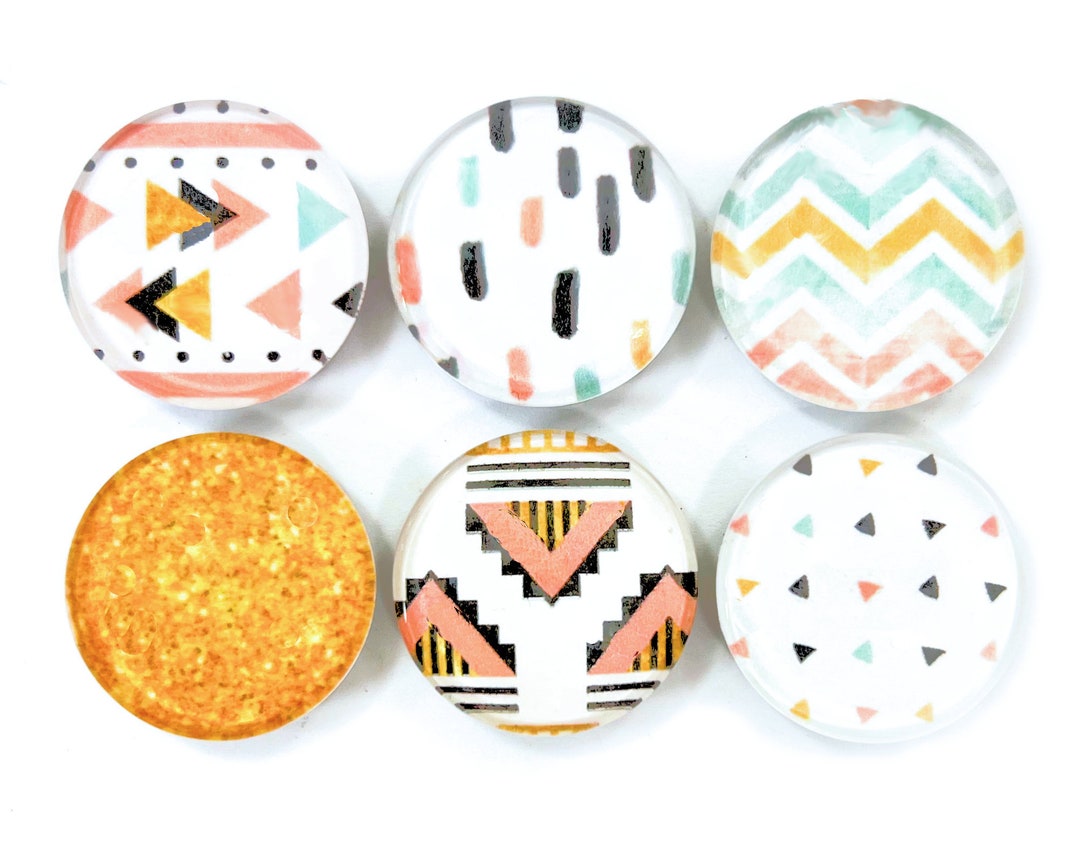 Boho Magnet Set 6-piece 1 Round Glass Magnets Set - Etsy