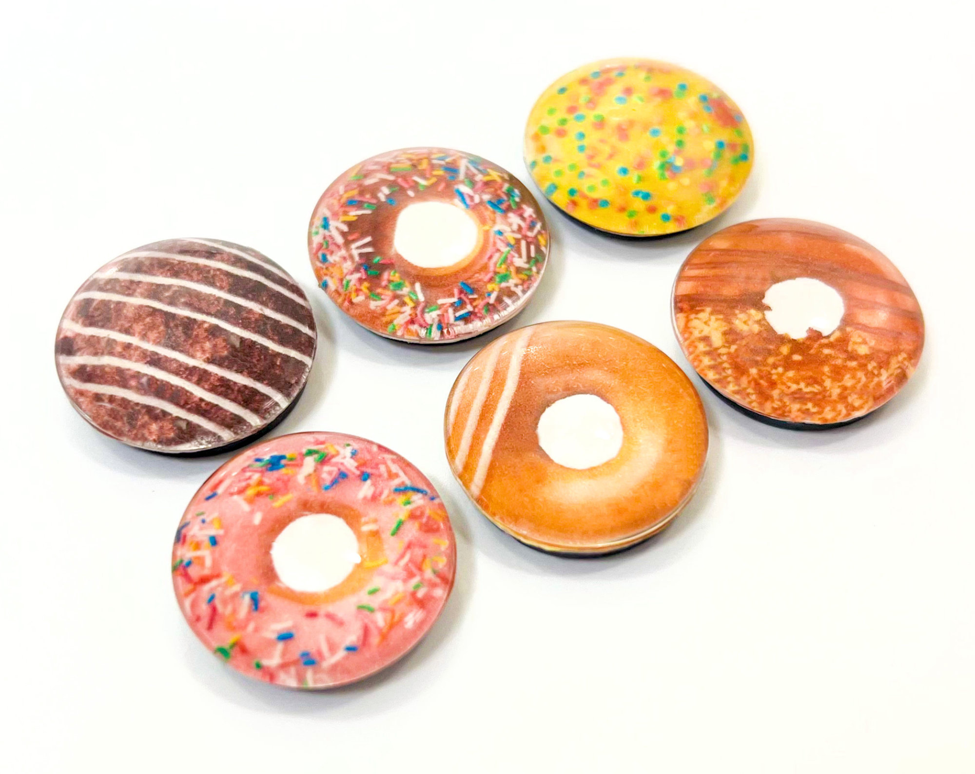 Doughnut Magnets Set 6-piece Glass Magnets Set 1 Round Magnets Food ...