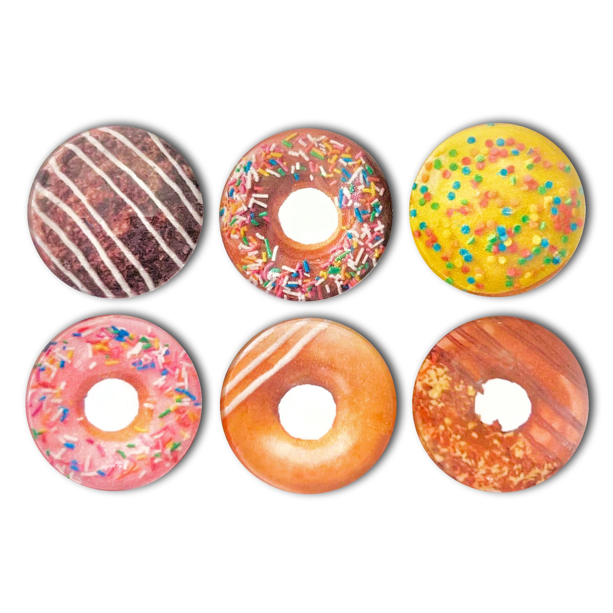 Doughnut Magnets Set 6-piece Glass Magnets Set 1 Round Magnets Food ...