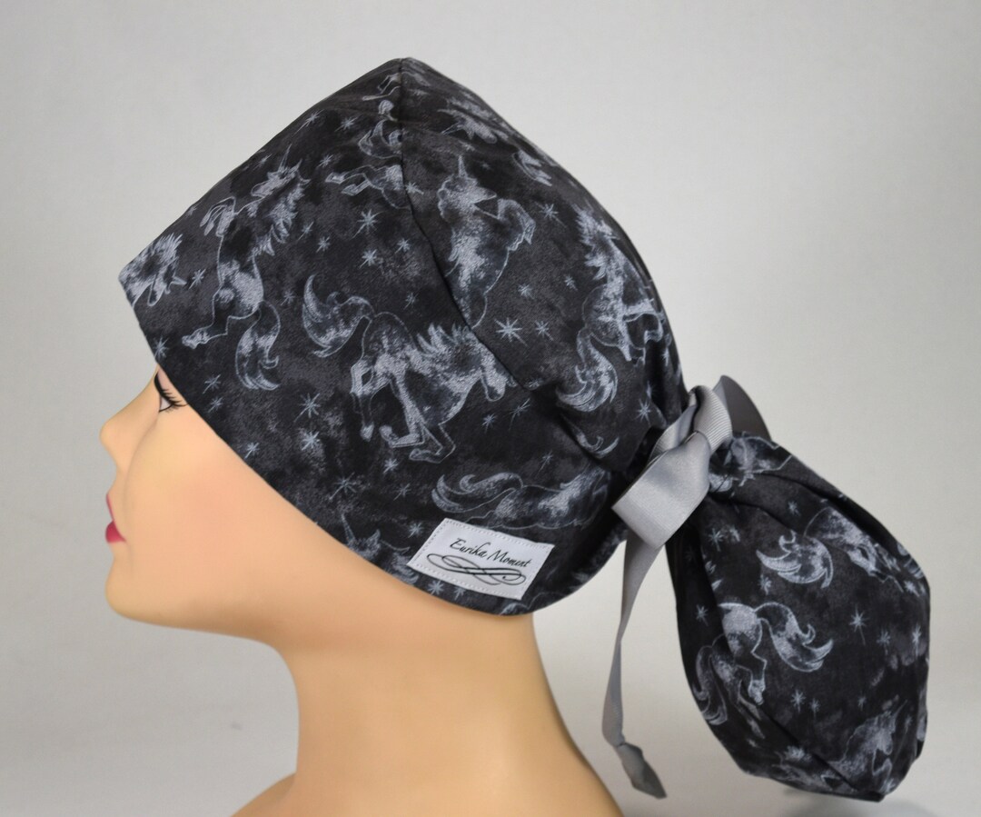 Pony Tail Pouch Scrub Cap; Unicorns!! - Etsy