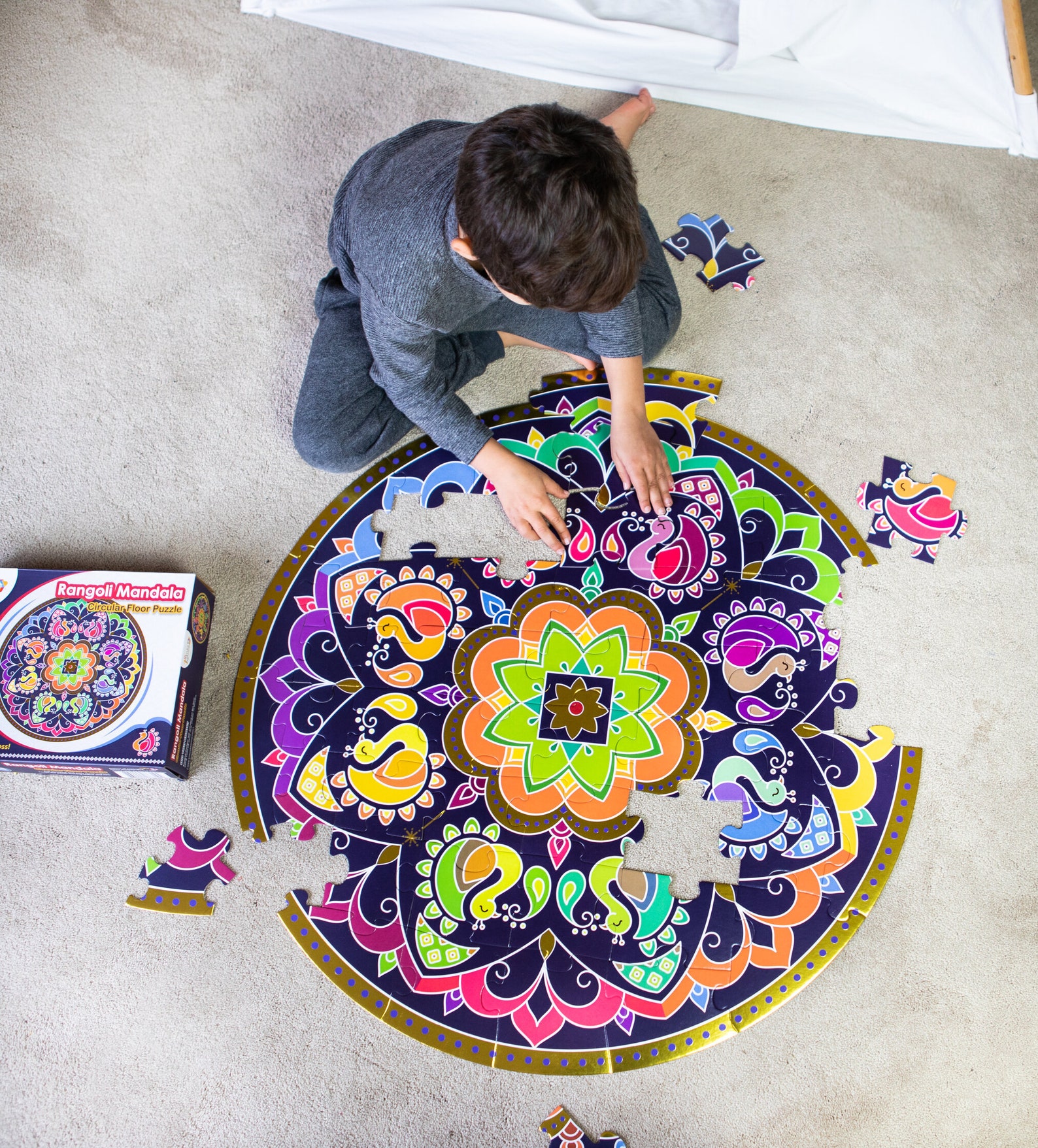 Rangoli Mandala Circular Floor Puzzle - Etsy
