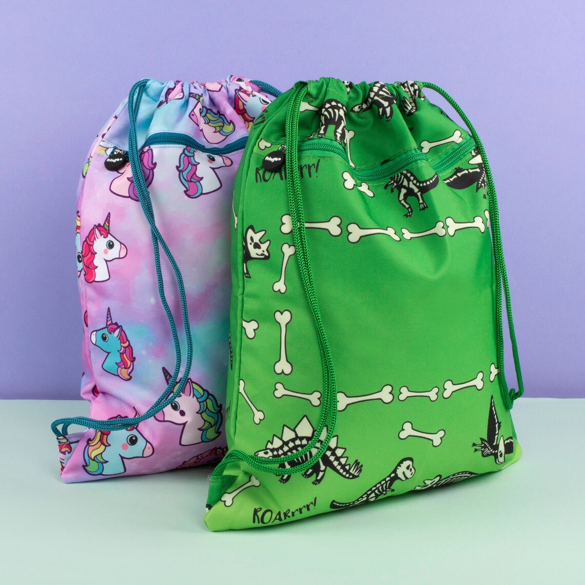 Personalised Kids Drawstring Bag With Zipped Pocket PE Bag - Etsy UK