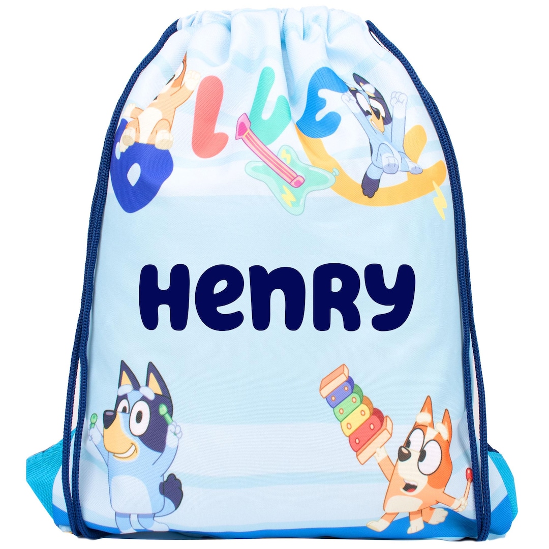 Personalized Bluey Drawstring Bag: Kids School PE, Swimming - Etsy