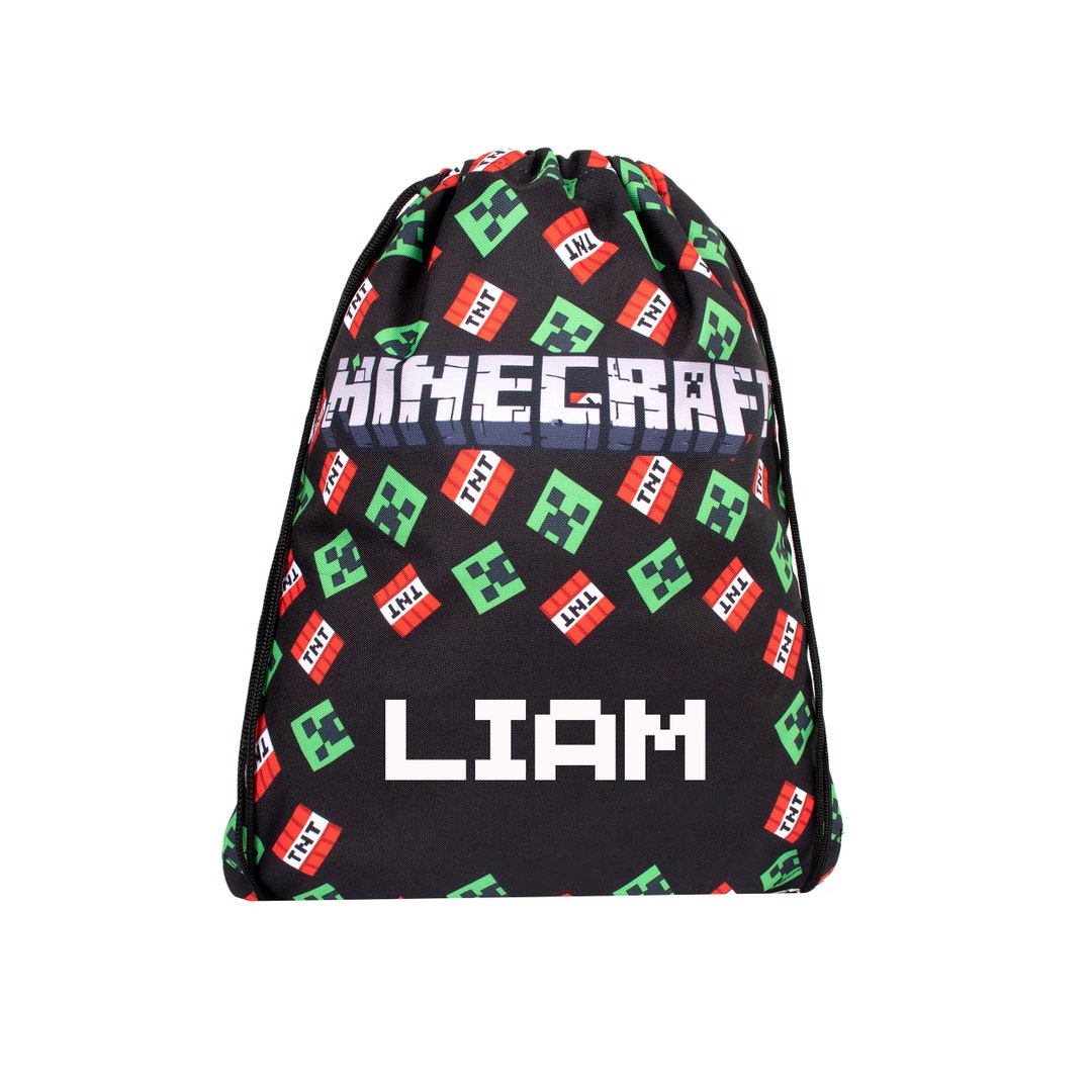 MINECRAFT Personalised Drawstring Bag Tnt/creeper PE Kit Bag for Kids ...