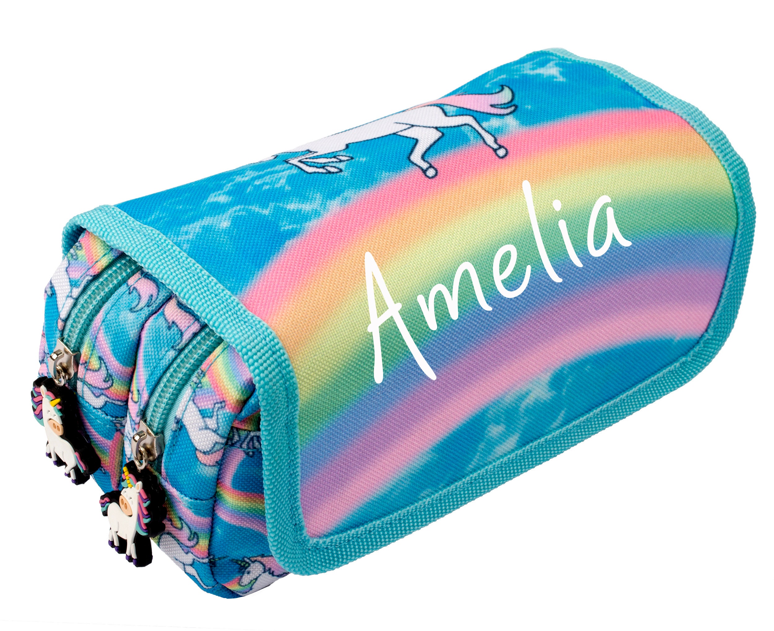 Personalised Kids Pencil Case 2 Compartment Large Stationery Pouch ...