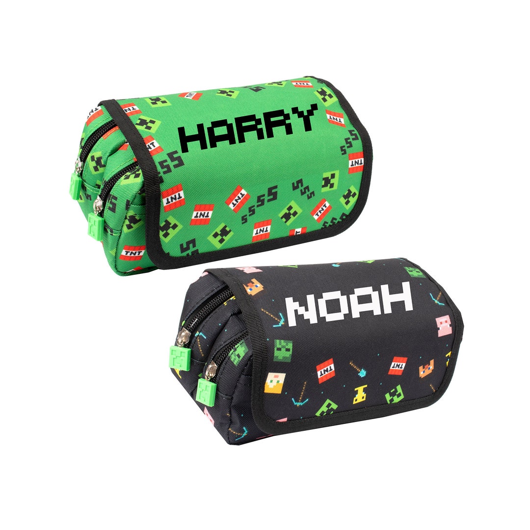 Minecraft - Personalised Design Kids Large Pencil Case - 2 Spacious ...