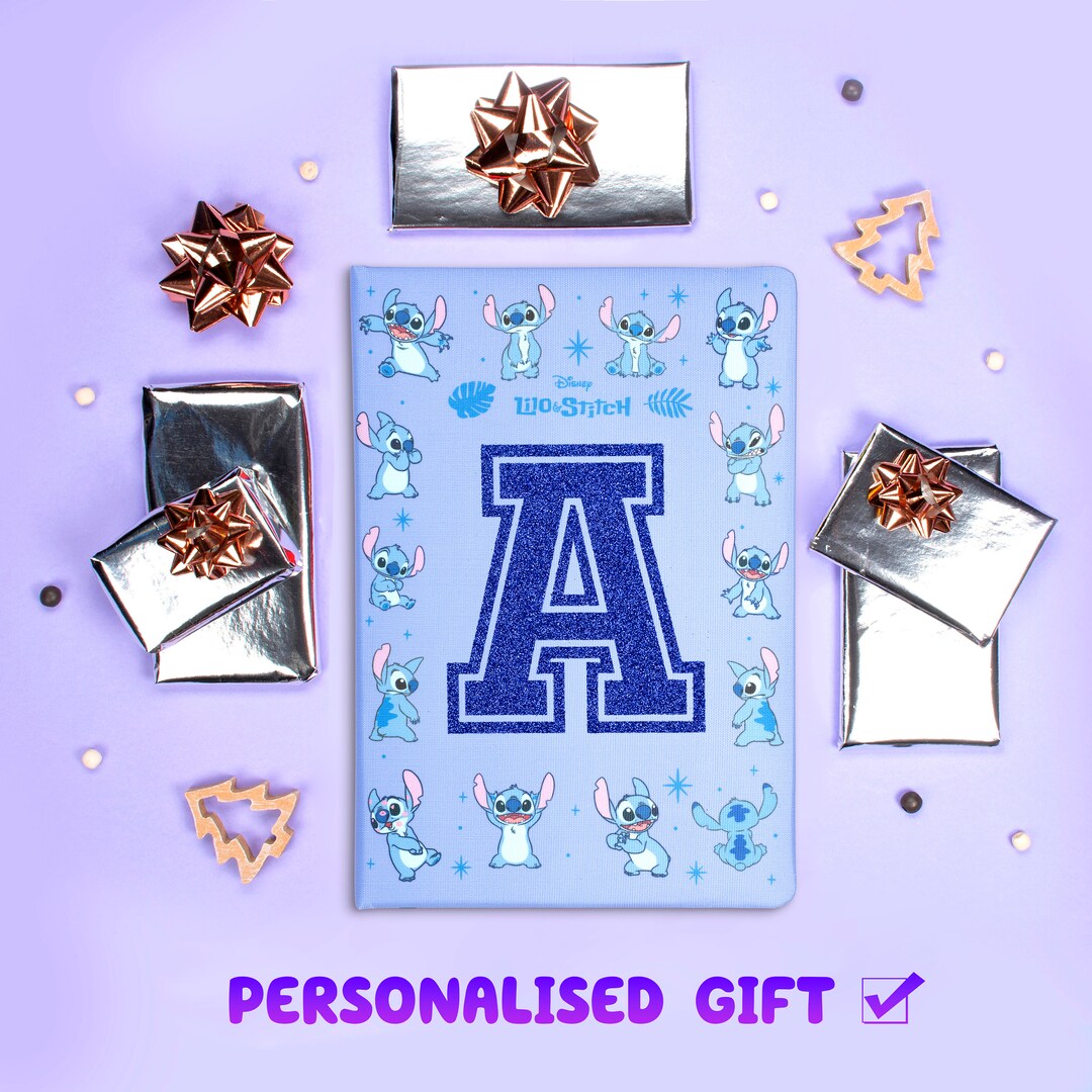 Disney Personalised Stitch Diary Glitter Initial Letter Journal ...
