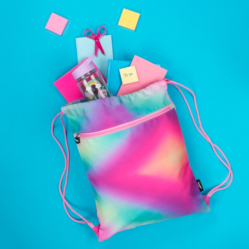 Personalised Kids Drawstring Bag With Zipped Pocket PE Bag Swimming ...