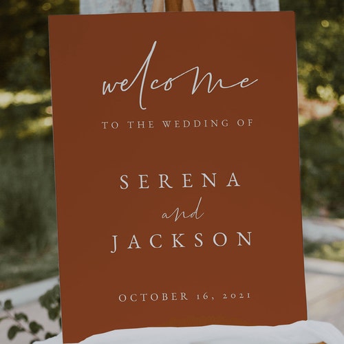 Rust Wedding Welcome Sign Template Taupe Wedding Sign - Etsy