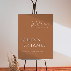 Desert Minimalist Wedding Welcome Sign Template — Burnt Orange Wedding ...