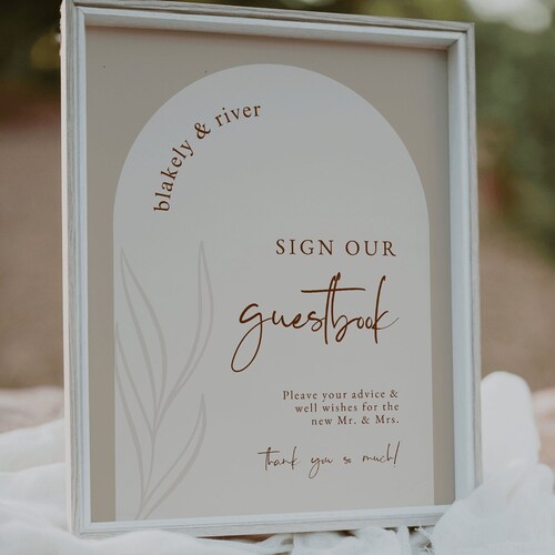 Arched Guest Book Sign Template Guestbook Wedding Sign - Etsy