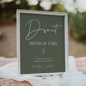 Donut Mind If I Do Sign Template | Donut Favor Wedding Sign | Donut Bar ...