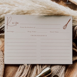Modern Boho Recipe Card Template, Editable Recipe Cards for Recipe Box ...