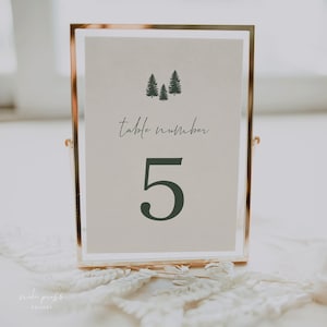 Forest Wedding Table Numbers Template | Pine Tree Wedding Table Numbers ...