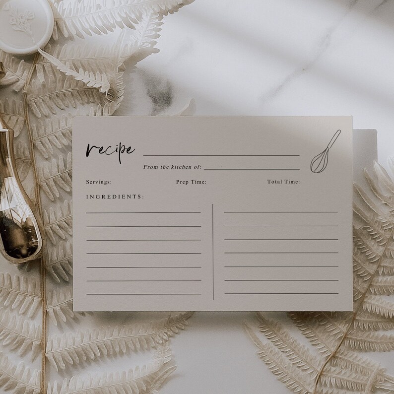Modern Recipe Card Template Editable Recipe Cards for Recipe - Etsy