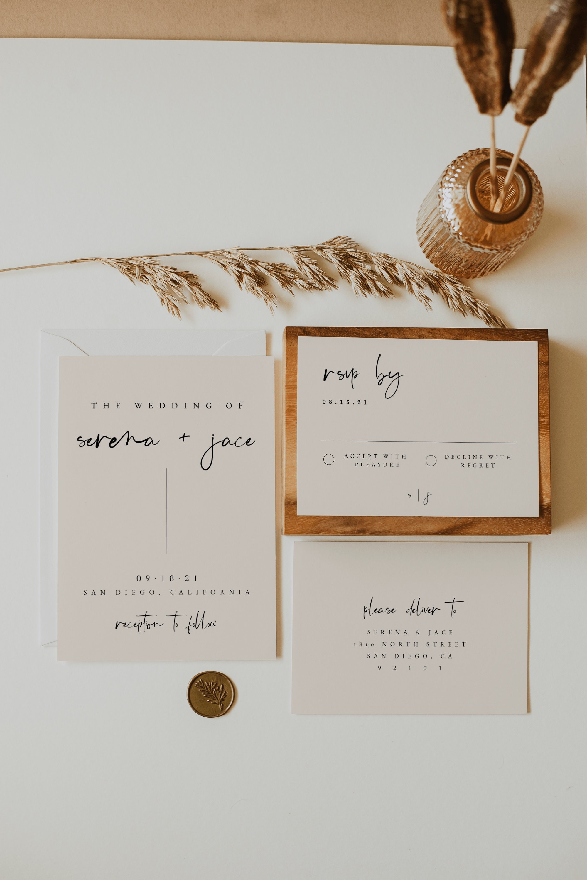 Minimalist Boho Wedding Invitation Suite Printable Bohemian | Etsy