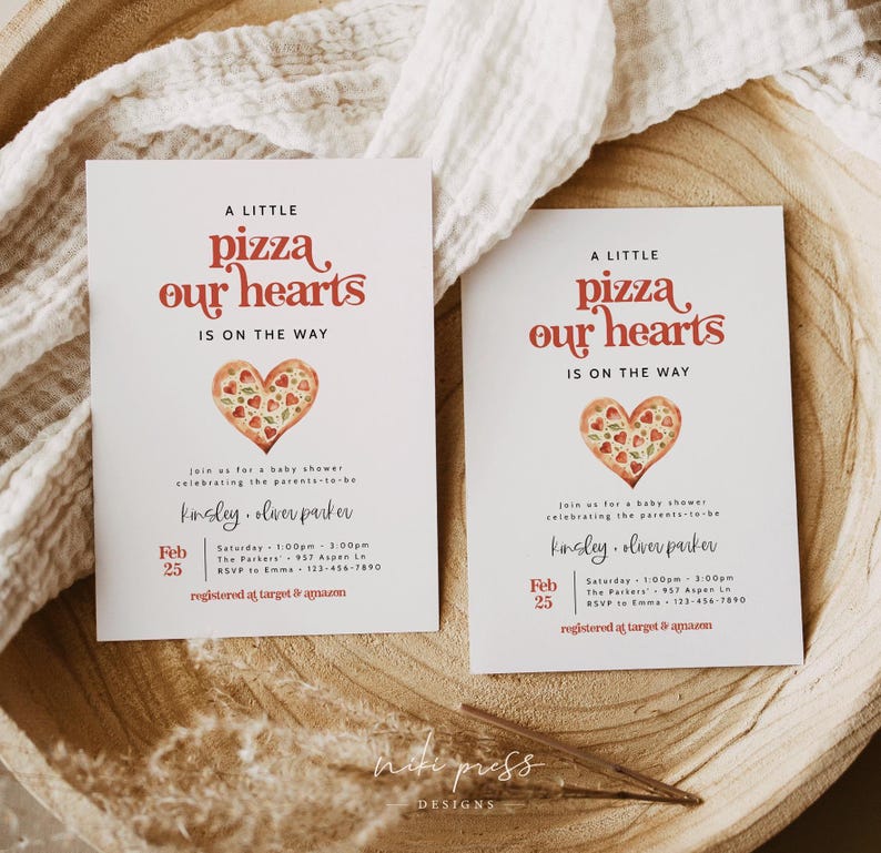 Pizza Baby Shower Invitation Template, February Baby Shower, Pizza and ...