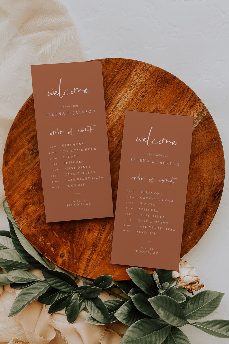 Desert Boho Wedding Order of Events Card Template Wedding - Etsy