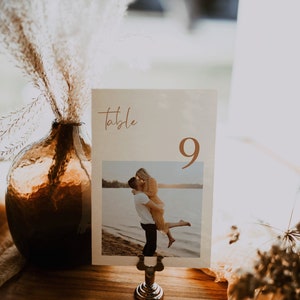 Desert Boho Table Numbers With Photos Template — Photo Table Number ...