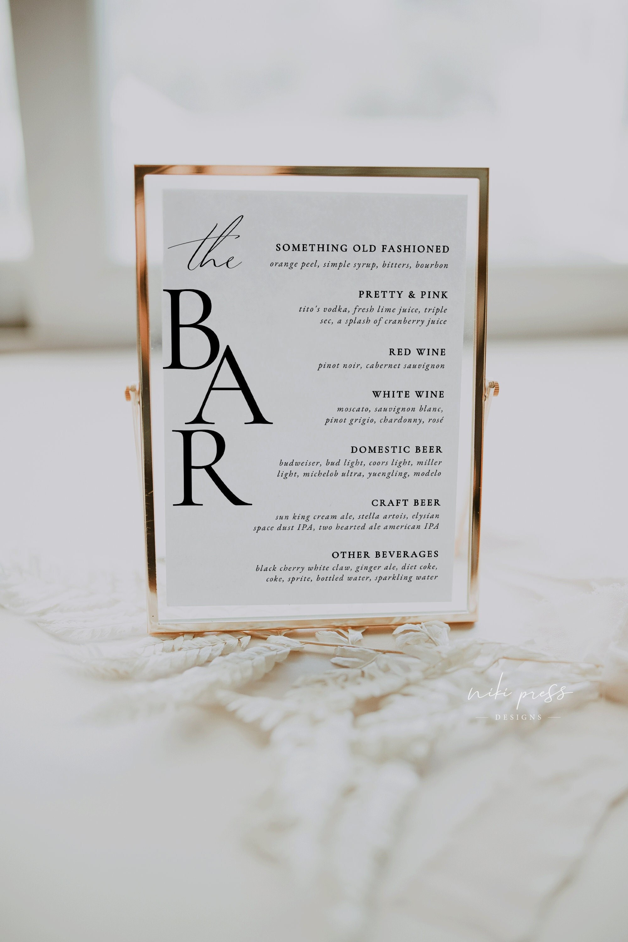 Modern Bar Sign Template Classic Wedding Drink Sign - Etsy