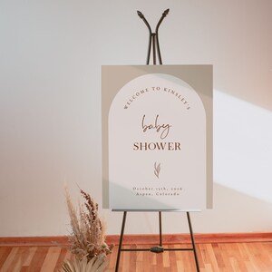 Arched Minimalist Baby Shower Welcome Sign Template | Gender Neutral ...