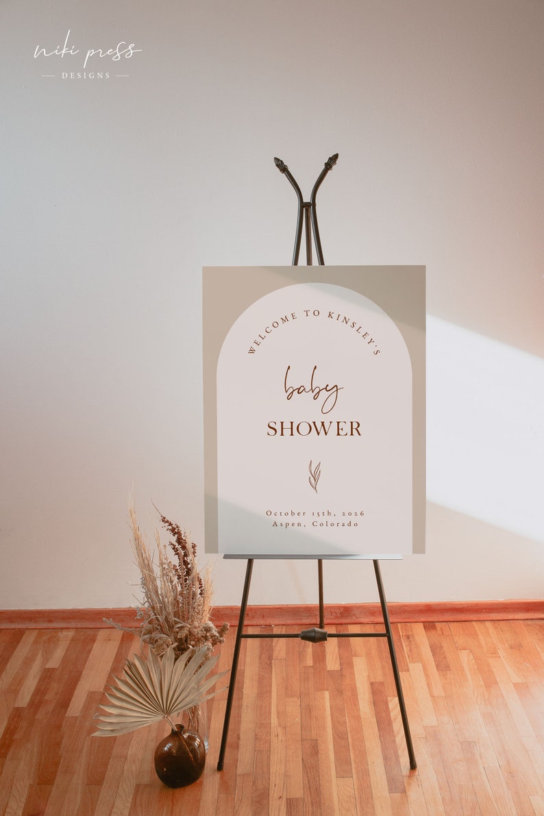 Arched Minimalist Baby Shower Welcome Sign Template | Gender Neutral ...