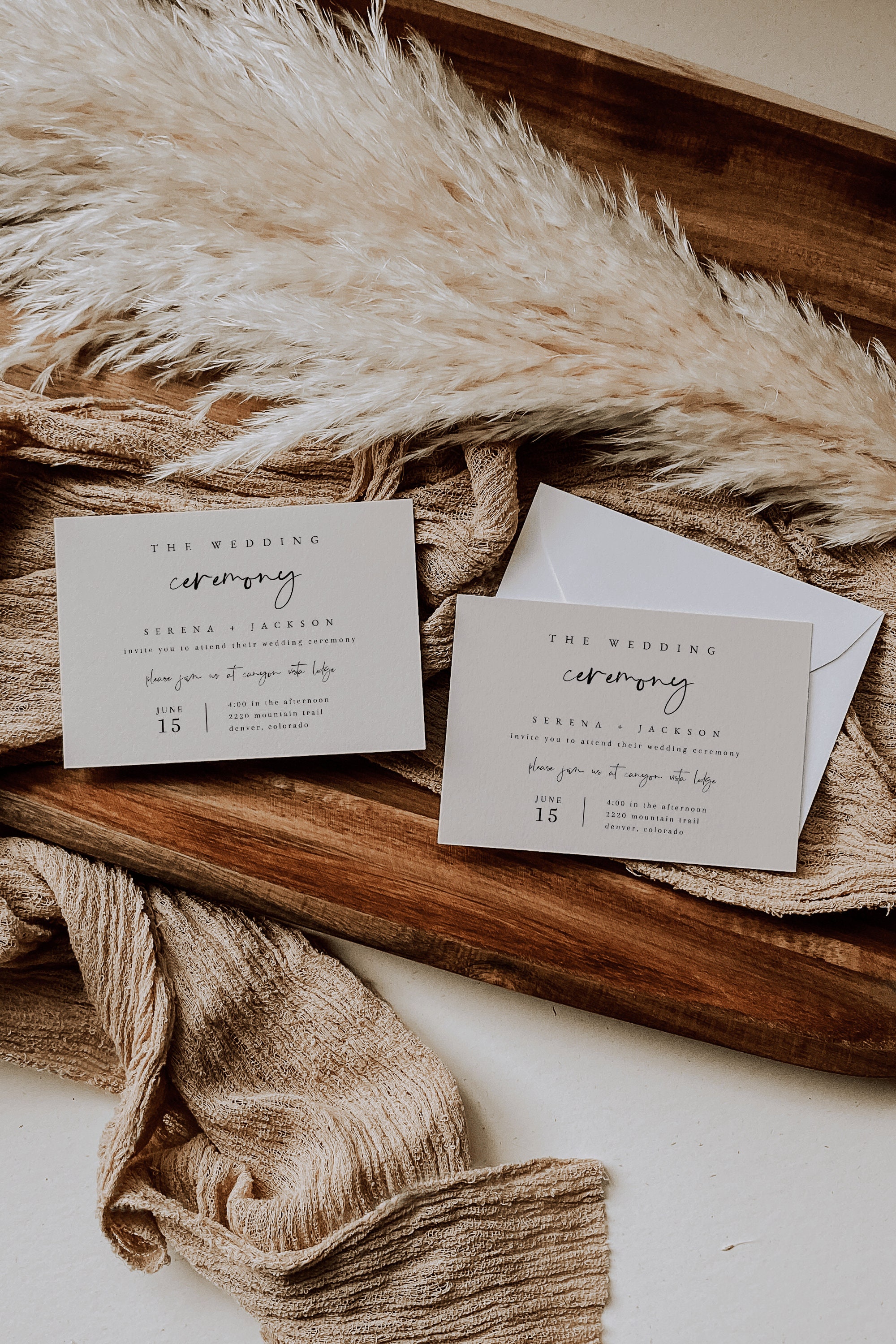 Minimalist Boho Wedding Ceremony Insert Card Template - Etsy