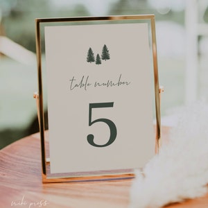 Forest Wedding Table Numbers Template | Pine Tree Wedding Table Numbers ...