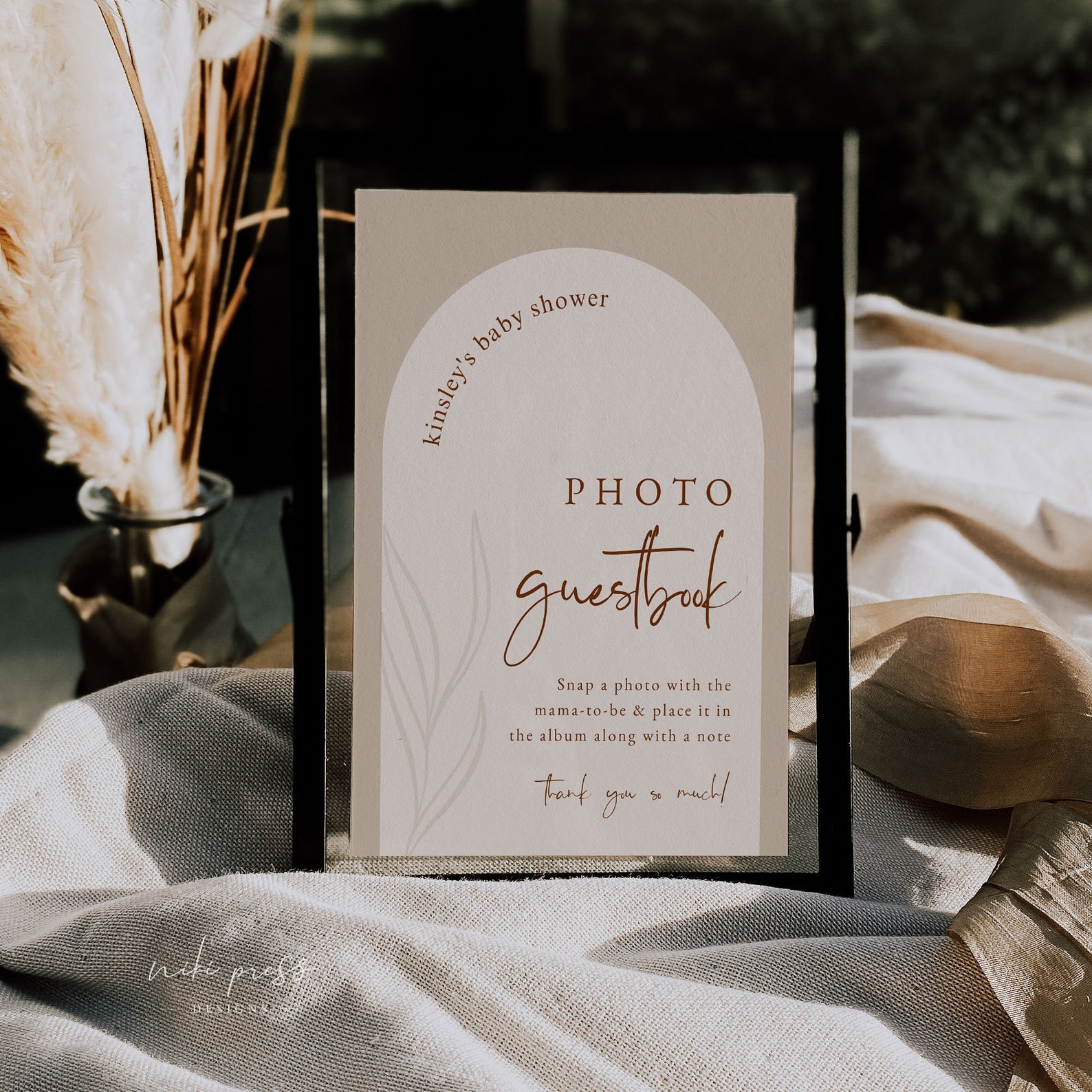 Baby Shower Photo Guest Book Sign Template, Boho Baby Shower Sign ...