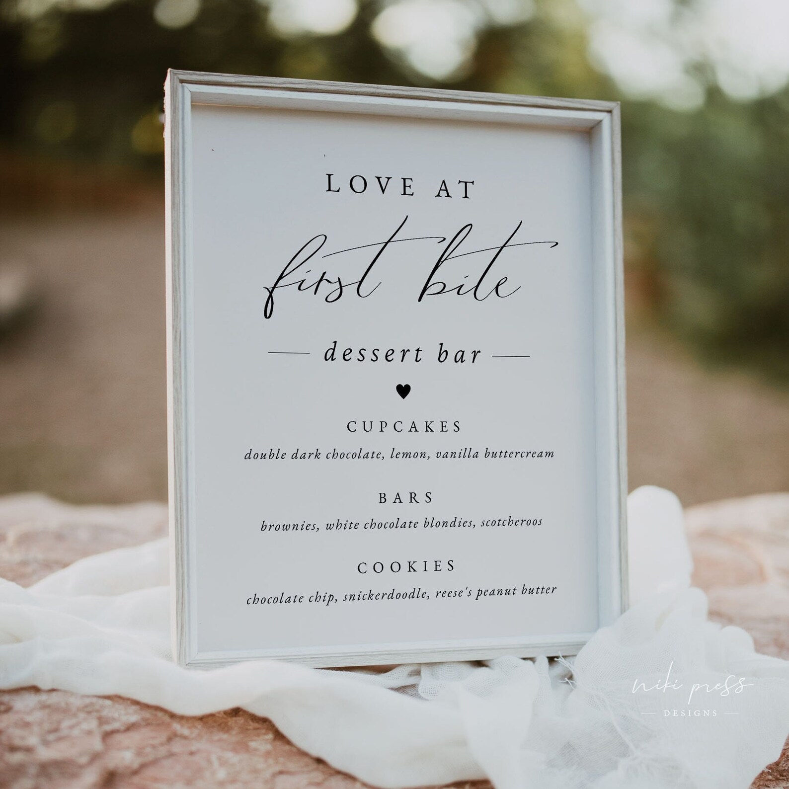 Elegant Minimalist Dessert Table Sign Template | Love at First Bite ...