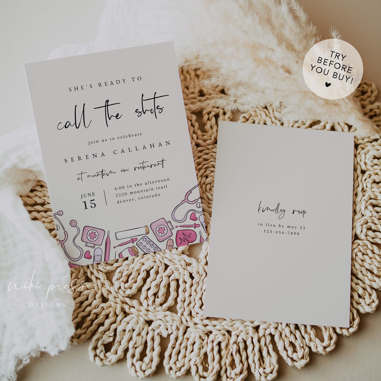 Nurse Graduation Party Invitation Template | She's Ready to Call the ...