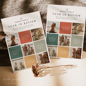 Simple Modern Year in Review Template, Unique Christmas Card, Year in ...