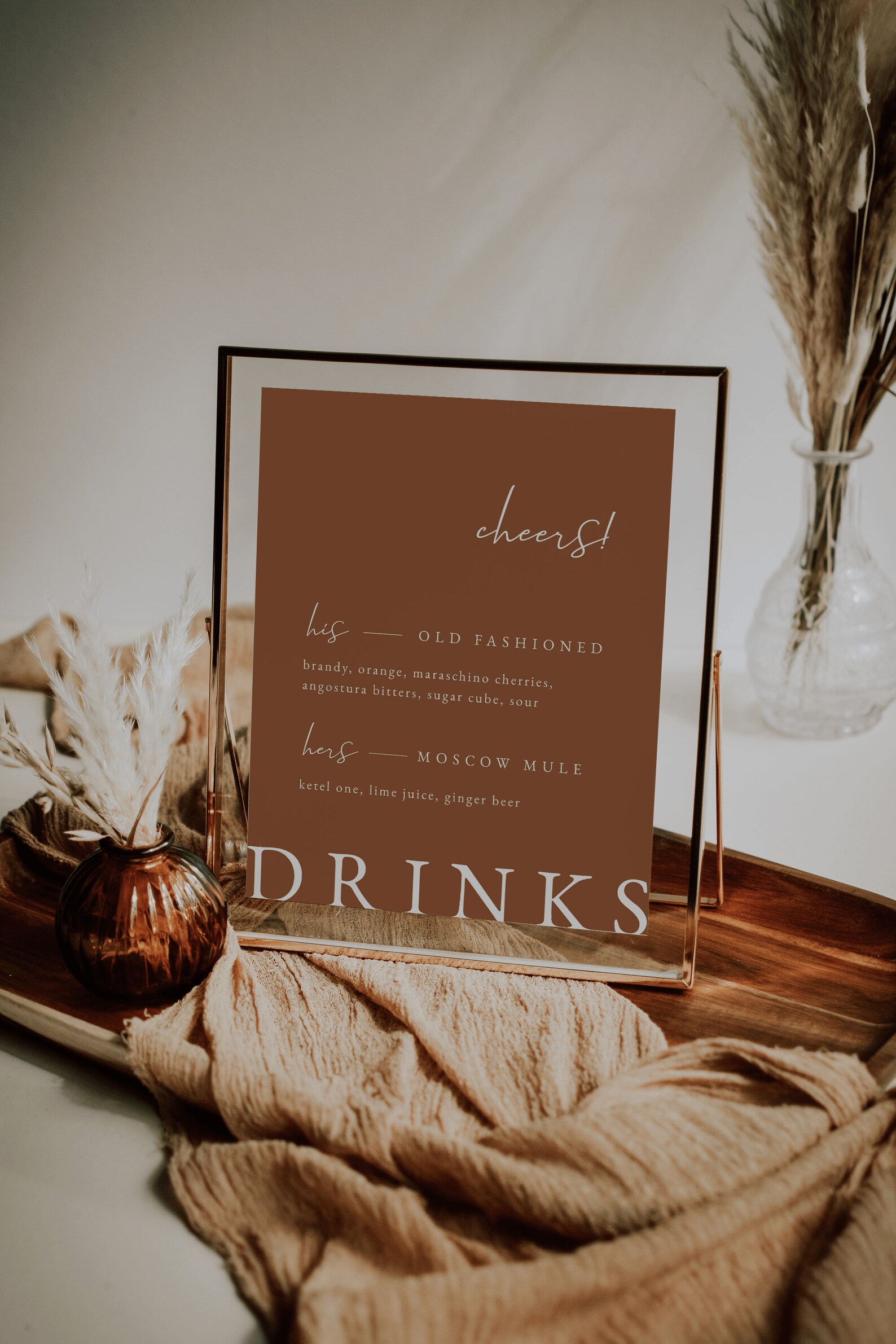 Bohemian Signature Drinks Sign Template — Terracotta Bar Menu — Wedding ...