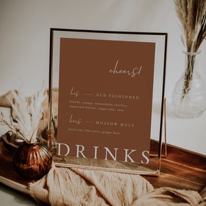 Bohemian Signature Drinks Sign Template — Terracotta Bar Menu — Wedding ...