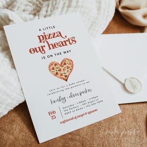 Pizza Baby Shower Invitation Template, February Baby Shower, Pizza and ...