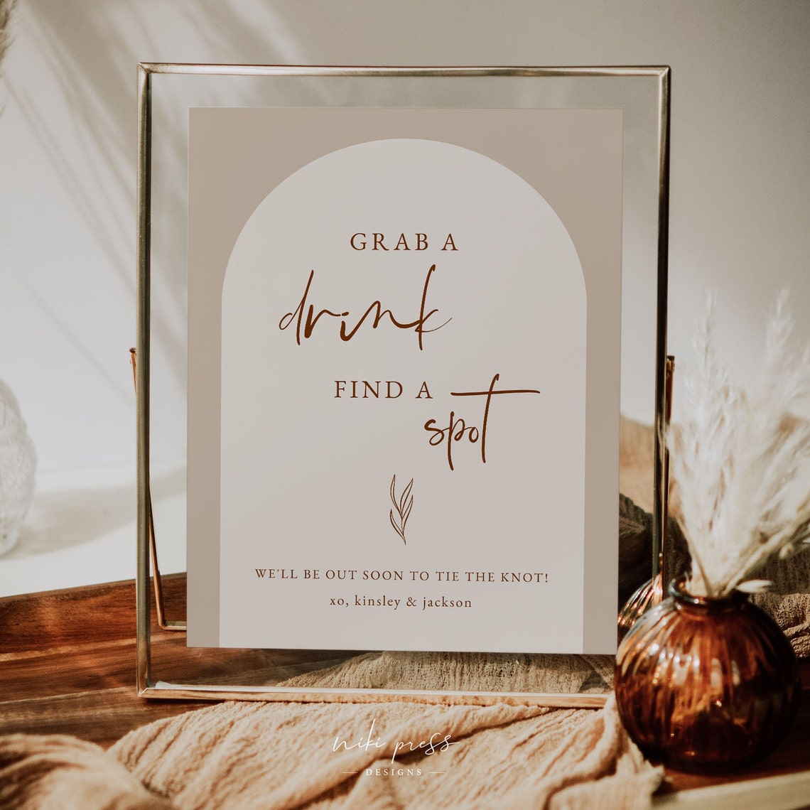 Grab a Drink Wedding Sign Template | Wedding Ceremony Drink Sign ...