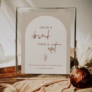 Grab a Drink Wedding Sign Template | Wedding Ceremony Drink Sign ...