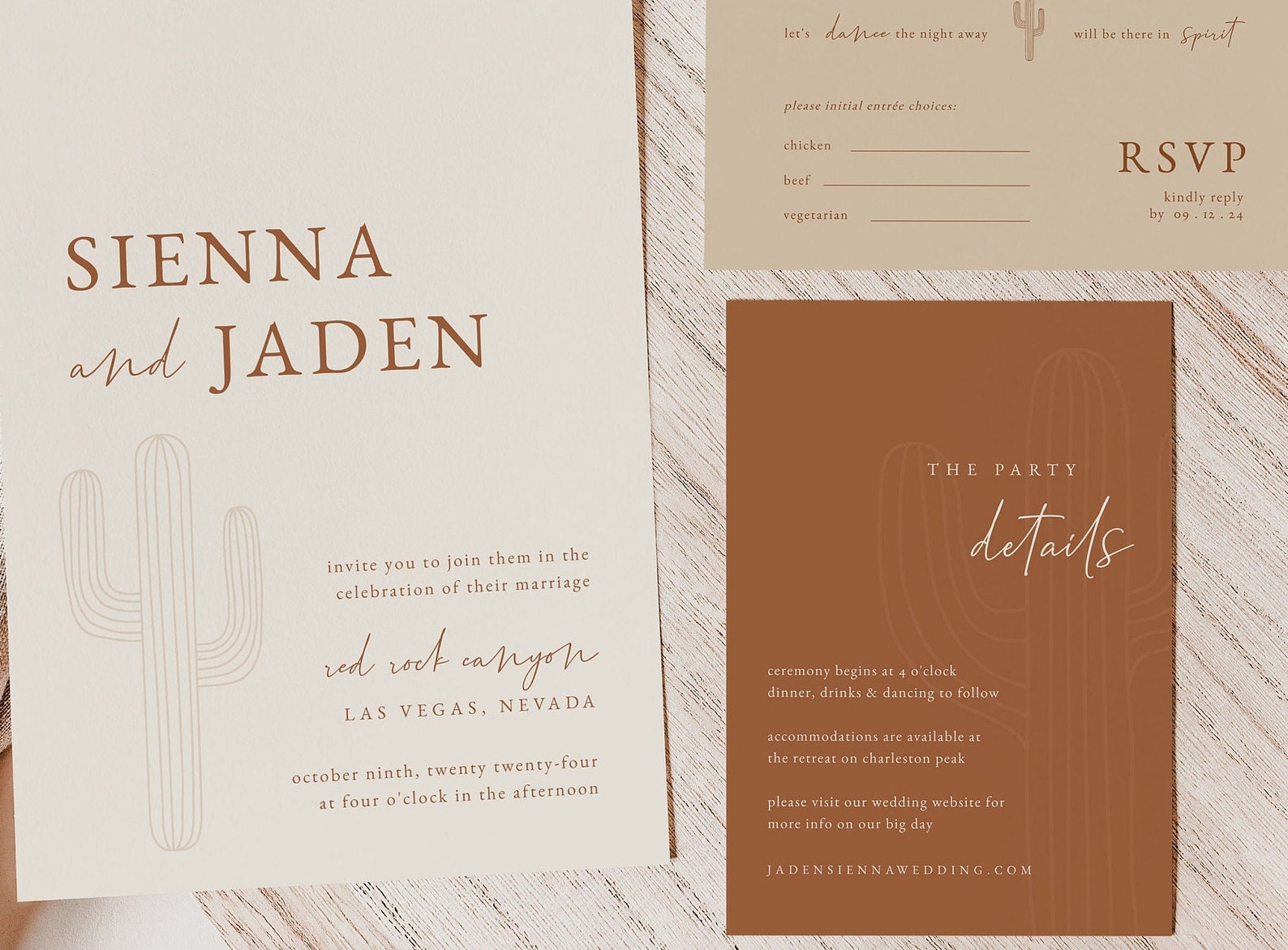 Desert Wedding Invitation Suite Template, Cactus Wedding Invitation ...